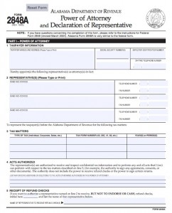 Free Alabama Tax Power of Attorney Form (2848A)